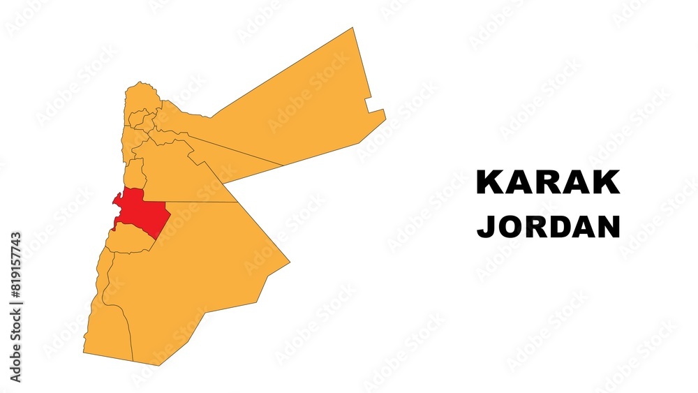 Karak Map in Jordan. Vector Map of Jordan. Regions map of Jordan. Stock Illustration | Adobe Stock