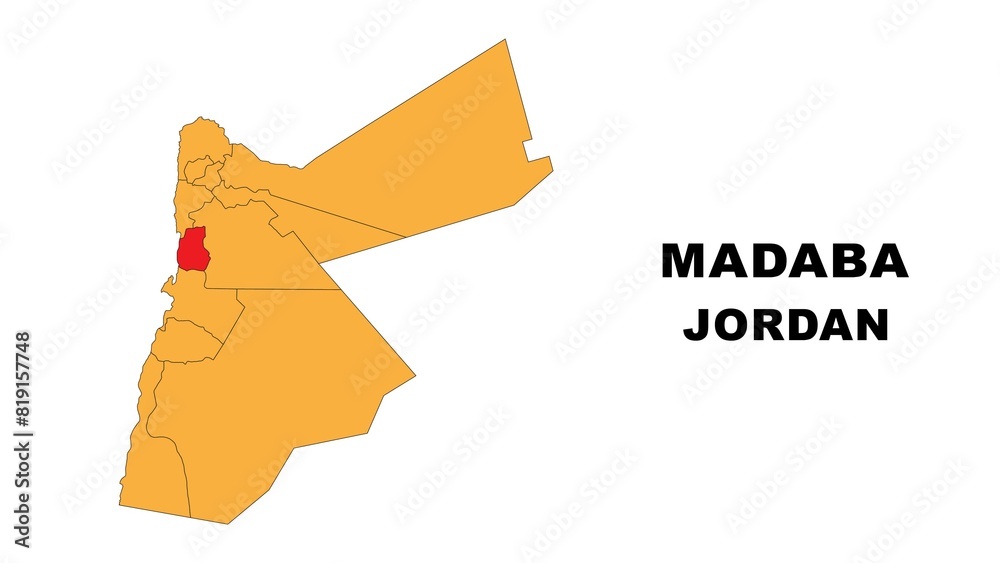 Madaba Map in Jordan. Vector Map of Jordan. Regions map of Jordan ...