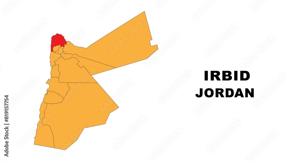 Irbid Map in Jordan. Vector Map of Jordan. Regions map of Jordan. Stock Illustration | Adobe Stock