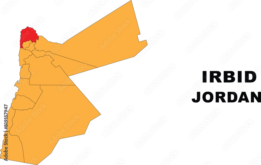 Irbid Map in Jordan. Vector Map of Jordan. Regions map of Jordan. Stock ...