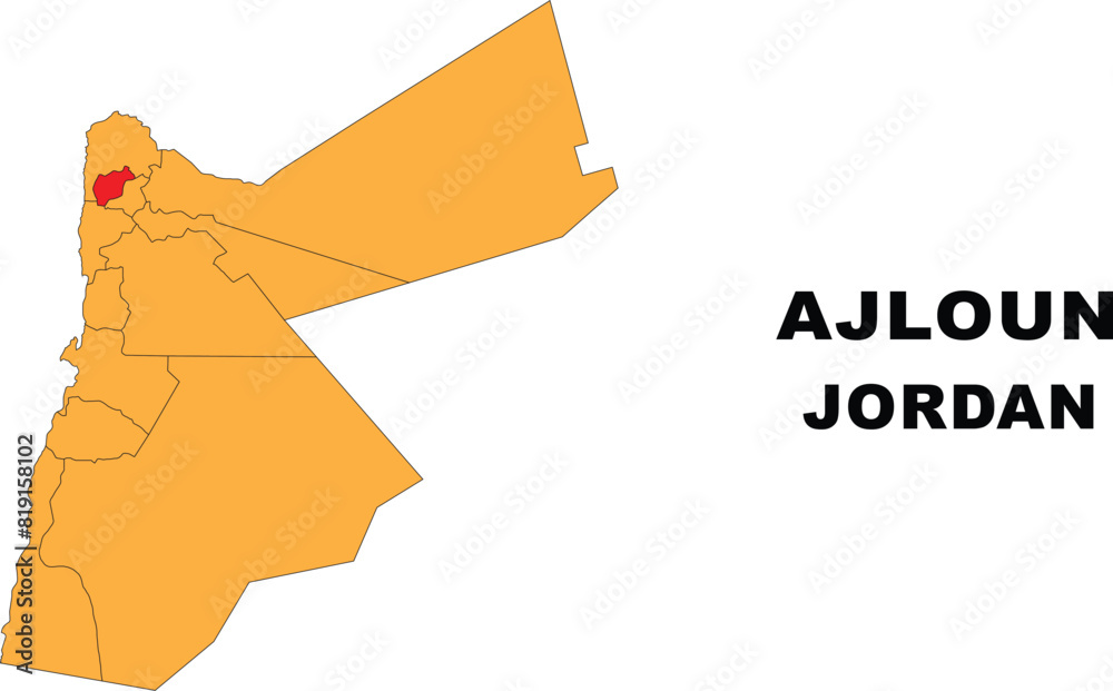 Vetor do Stock: Ajloun Map in Jordan. Vector Map of Jordan. Regions map ...
