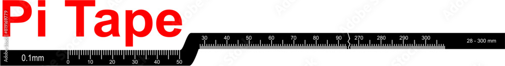Pi Tape flat design isolated on a white background, It is a measuring ...