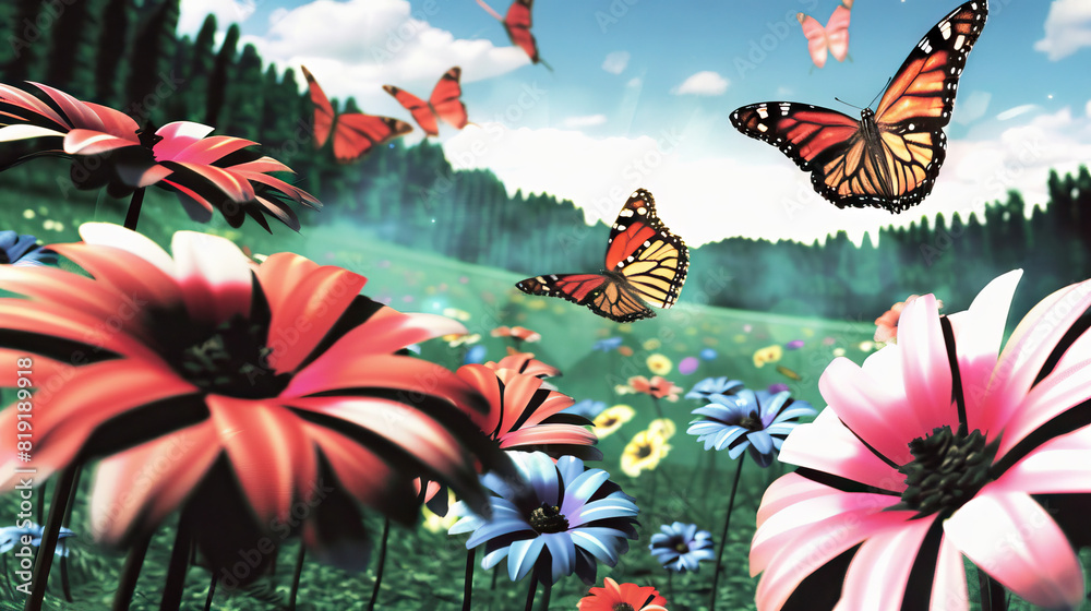 Butterfly Paradise: The Colorful Dance of Butterflies Among Flowers ...