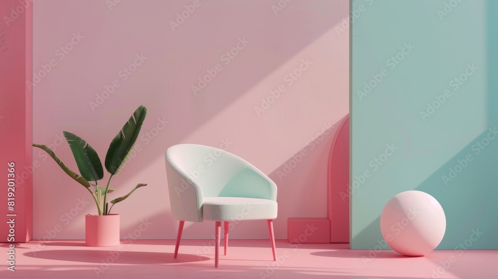 Minimalist line art flat design side view modern simplicity theme 3D ...