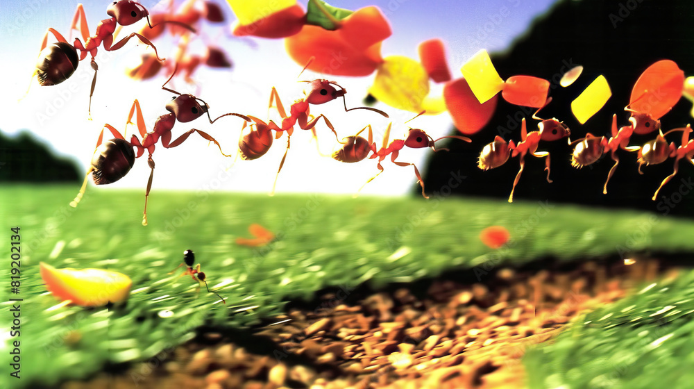 Ant Trails: The Industrious Paths of Ants in the Garden - Imagine a scene where ants march in ...