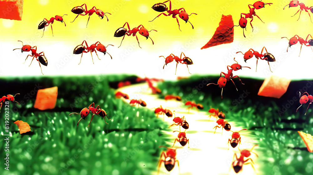 Ant Trails: The Industrious Paths of Ants in the Garden - Imagine a scene where ants march in ...