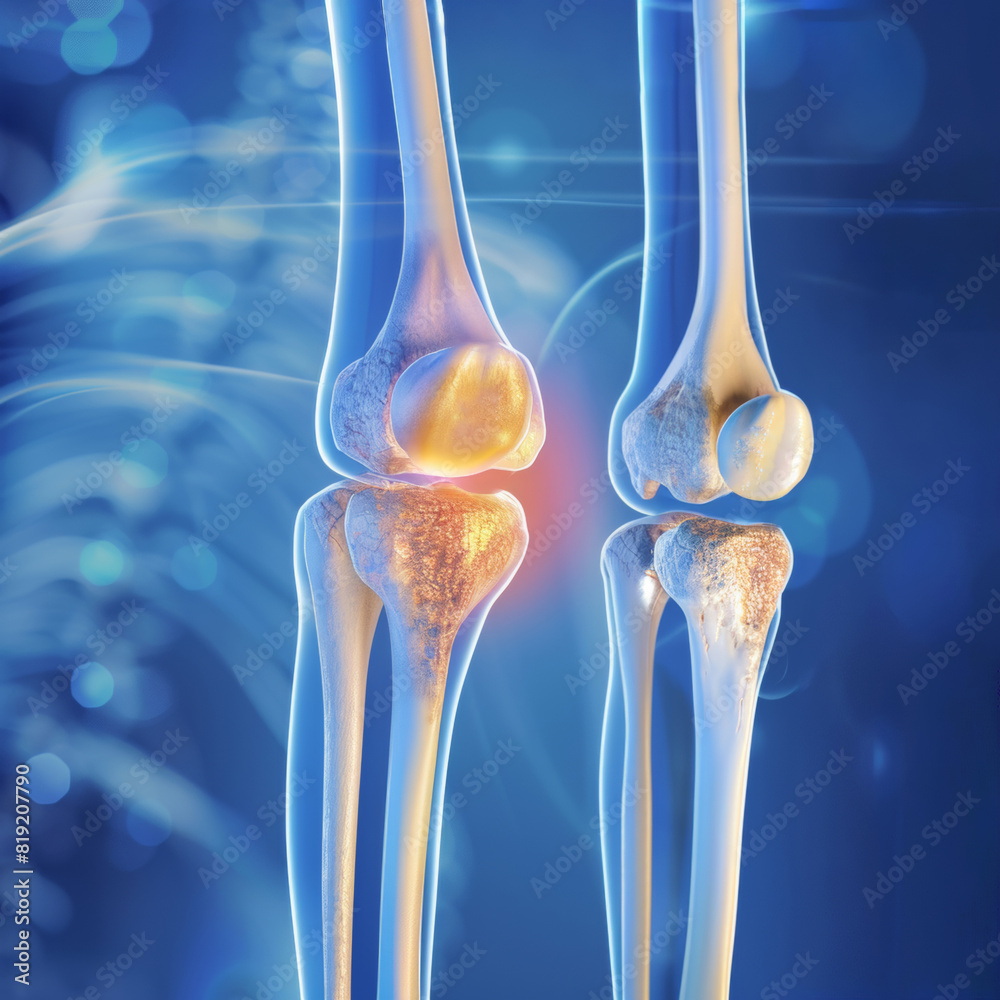 X-ray Visualization of Knee Joints Highlighting Bone and Cartilage ...
