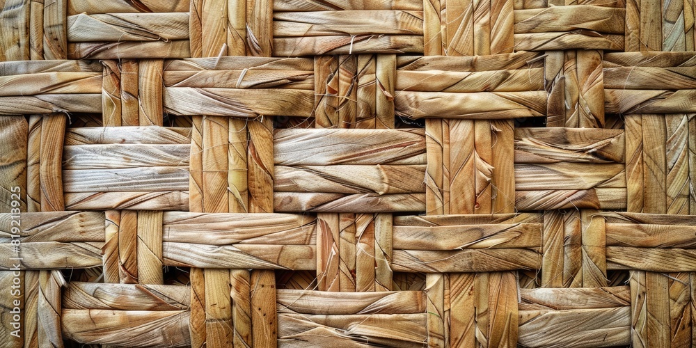 Woven straw mat texture background, intricate interlocking fibers ...