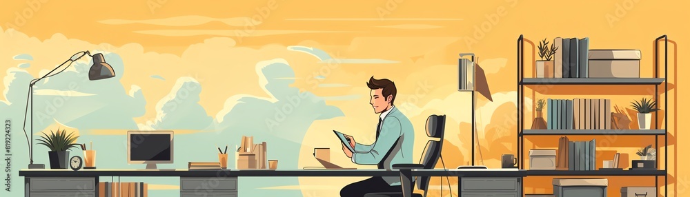 advising flat design side view office hours theme cartoon drawing ...