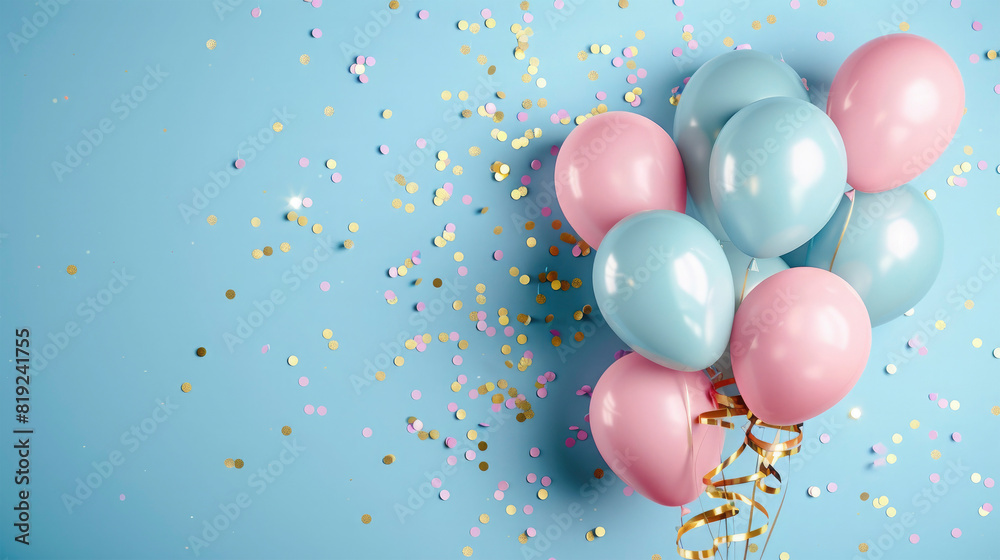 Beautiful happy birthday blue color background with pastell blue and ...