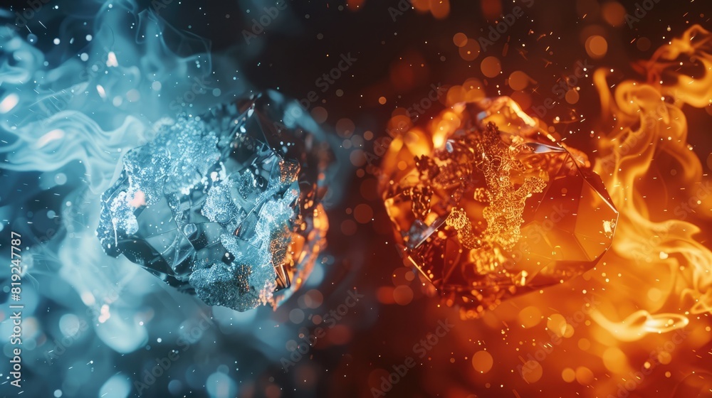 Background Competition. Igniting Battle: Fire & Ice Embers Versus in ...