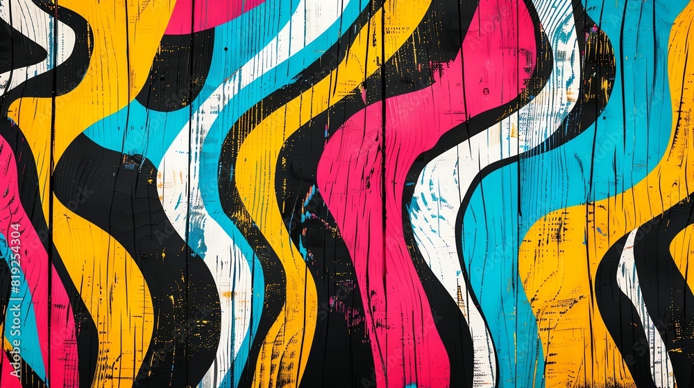 Pop art wood grain with bold, contrasting colors and patterns, Pop art ...