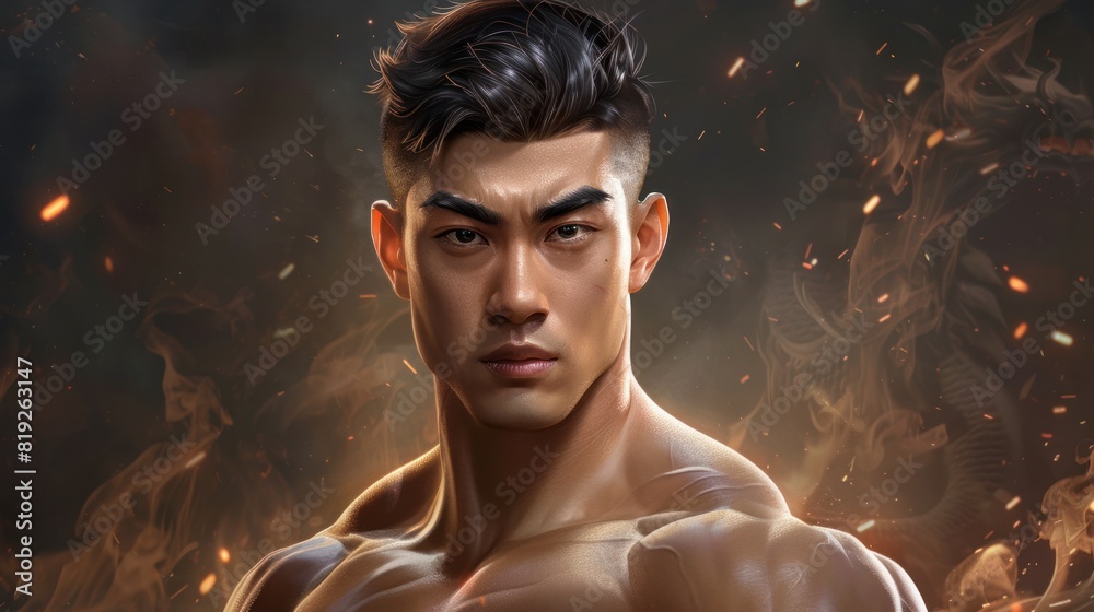 Fit Korean athlete displays muscular build, a symbol of dedication and ...