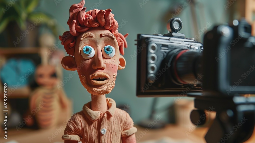 Plasticine character. Influencer in front of the camera Stock ...