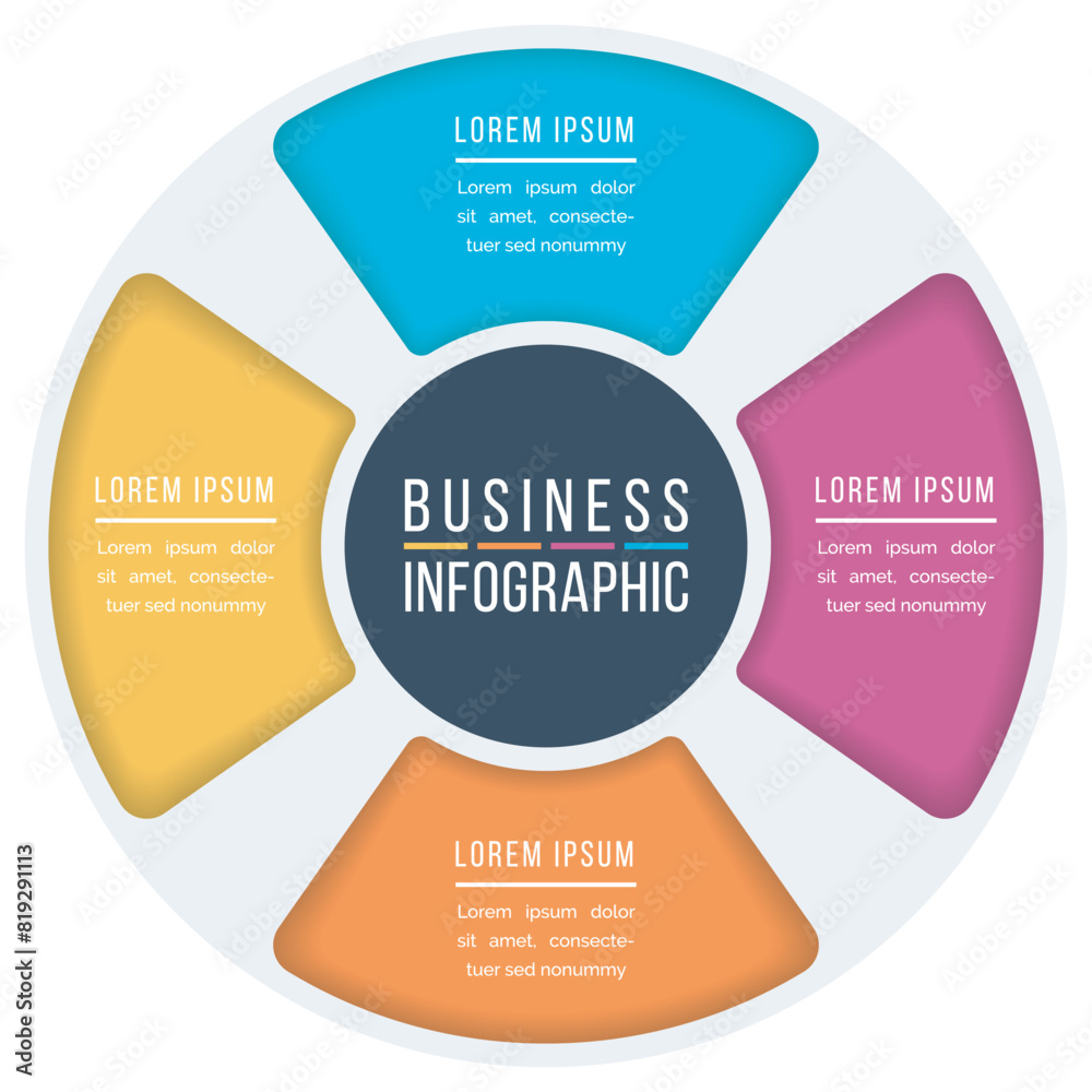 Infographic circle design 4 Steps, objects, elements or options ...