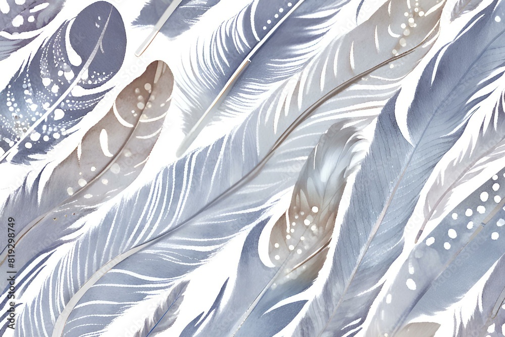 Watercolor dark shade feather, A close-up photo of the delicate ...