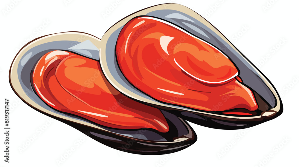 vector sketch cartoon sea mussel oyster. Isolated i Stock Vector ...