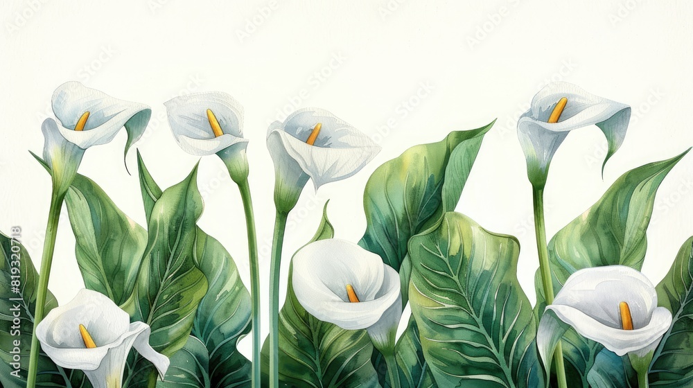 Watercolor painting of Calla Lilies. Hand-painted illustration ...