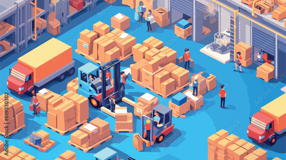 Warehouse isometric 3D warehouse interior map illus Stock Vector ...