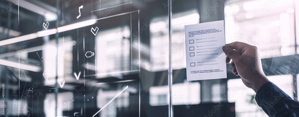 Checklist concept, Businessman mark checkboxes, Survey form, check ...