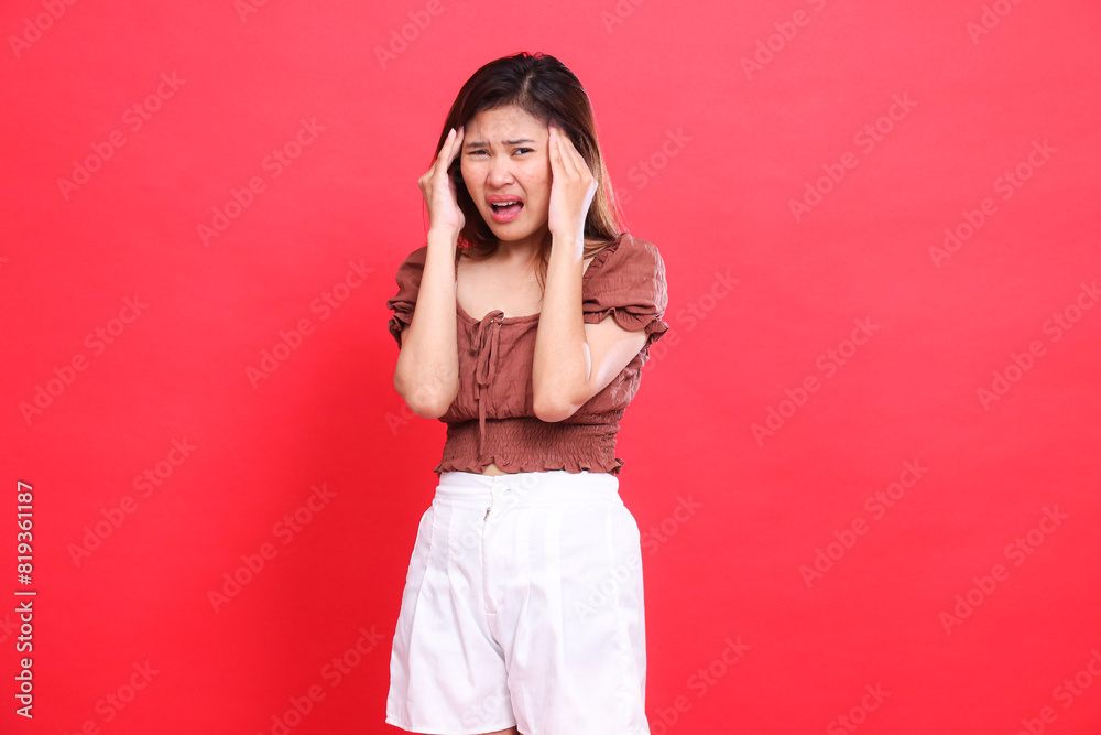 indonesia girl expression with both hands holding her head, very ...