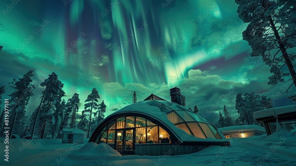 SAARISELKÃ„, Lapland, Finland Glass igloo at Kakslauttanen Arctic ...