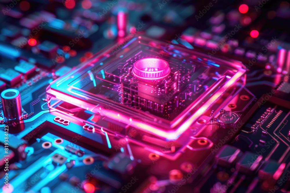 The newest chip, accelerator, quantum computer processor, illustration ...