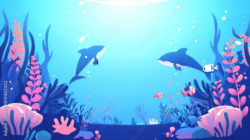 nature flat design front view ocean theme animation vivid Stock ...