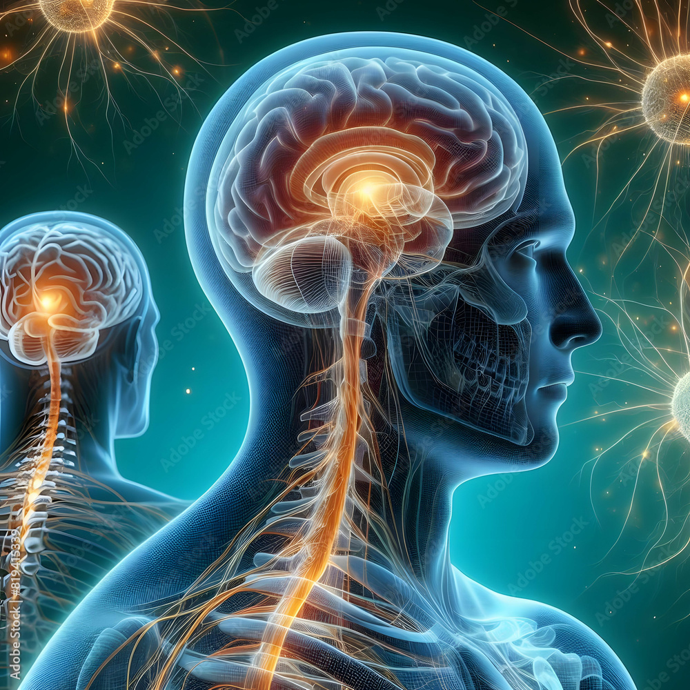 3d rendered illustration of a human Neurosystem, human brain, 3d ...