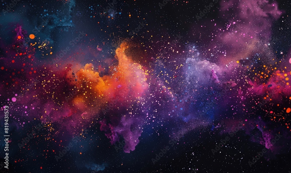 Abstract colorful background with a dark night sky and stars, fantasy ...