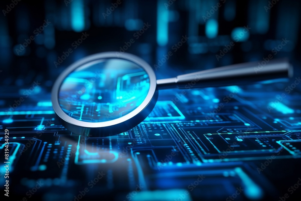 digital search icon hologram on future tech background. search engine ...