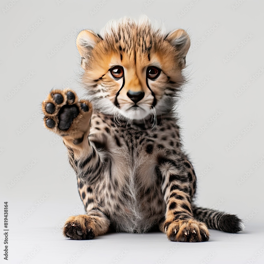 nature shot, full length of happy, happy cheetah cub, sitting up on ...