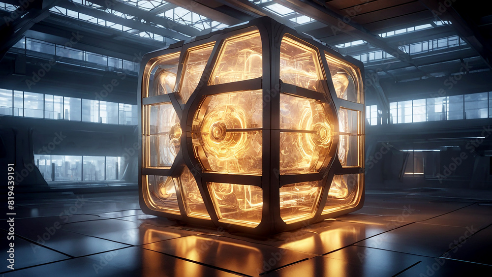 Glimmering Nuclear Cube at the Heart of a Futuristic Power Plant ...