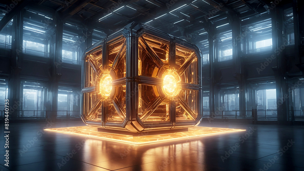 Glimmering Nuclear Cube at the Heart of a Futuristic Power Plant ...