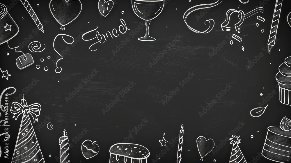 Chalkboard Memories: Farewell Party Icons in Reflection Stock ...