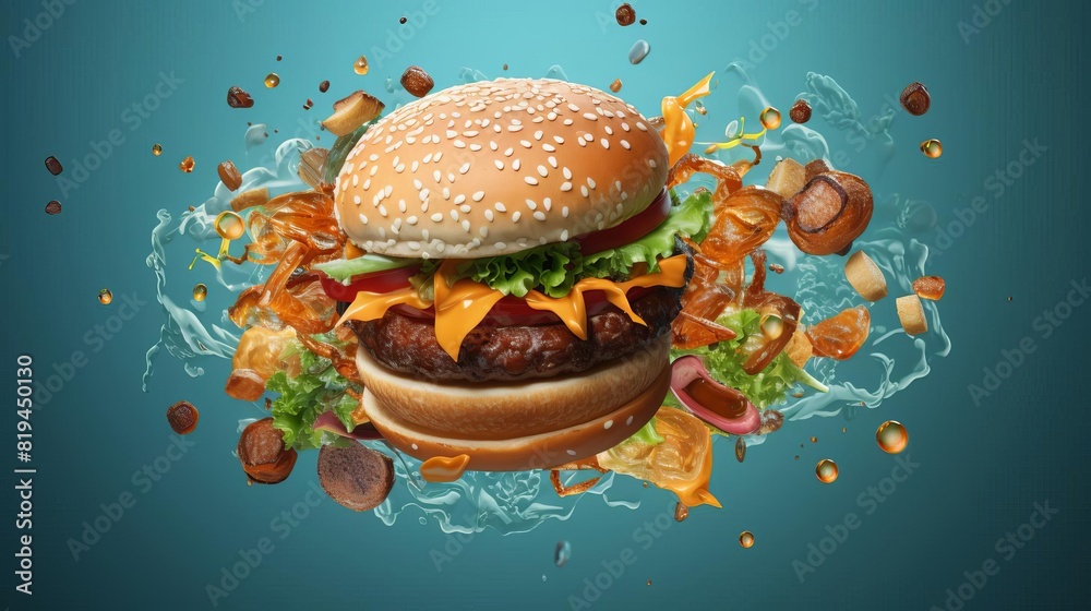 Create an animated GIF of a hamburger with all the fixings. Make it ...