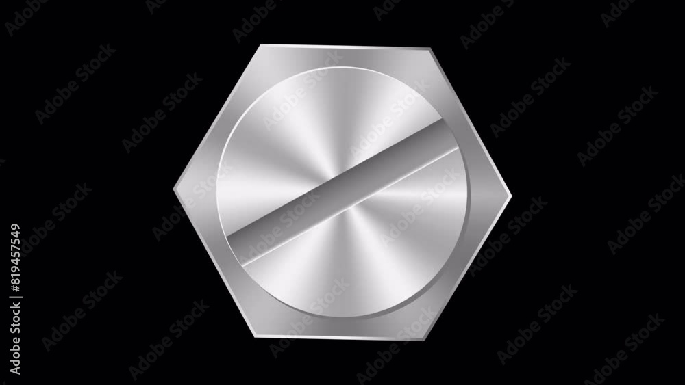 Rotating bolt animation. Metal bolt head. Construction hardware. Tool ...