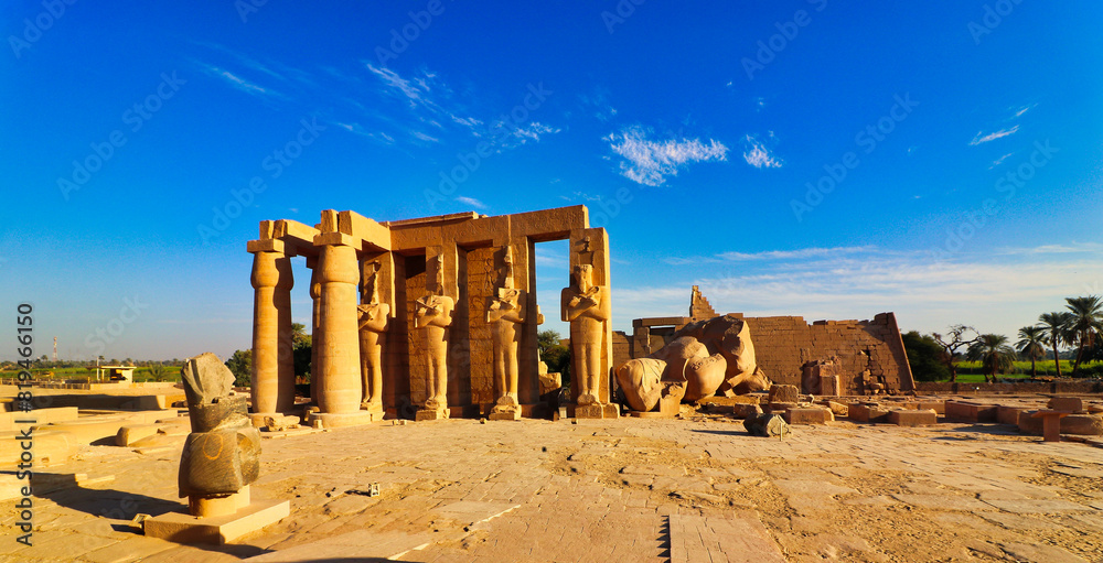 Fallen Ozymandias,the colossal statue head of Ramesses II with the ...
