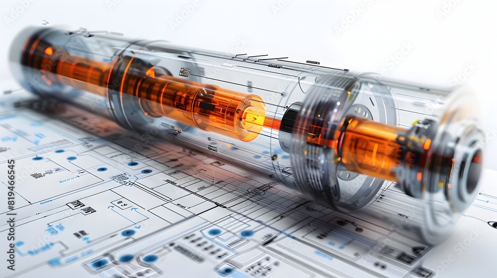 Intricate Cutaway Diagram of Nuclear Fuel Rod Showcasing Technical ...