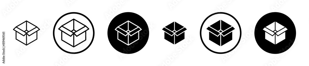 Open Box line icon set. open package symbol. open product cardboard ...