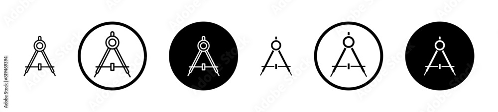 Drafting compass line icon set. architect architecture drawing tool ...