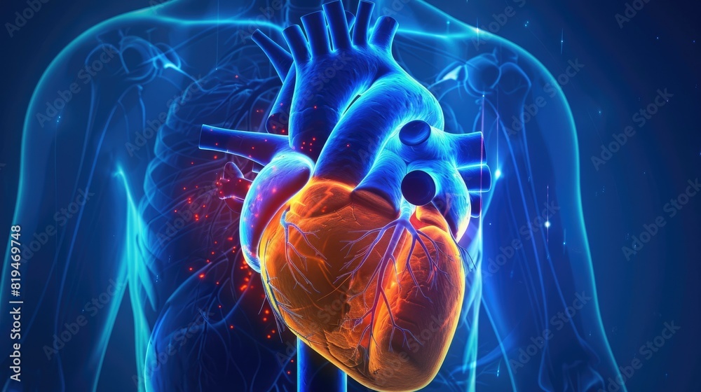 medical scientific concept background Human body heart function 3d ...