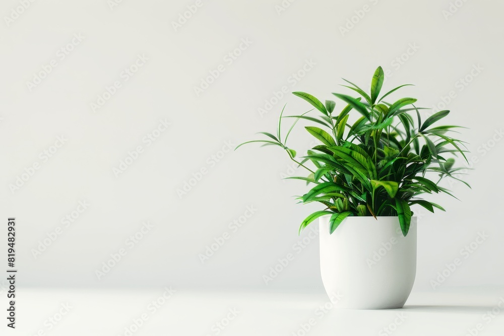 Realistic photograph of a complete Office plant,solid stark white ...