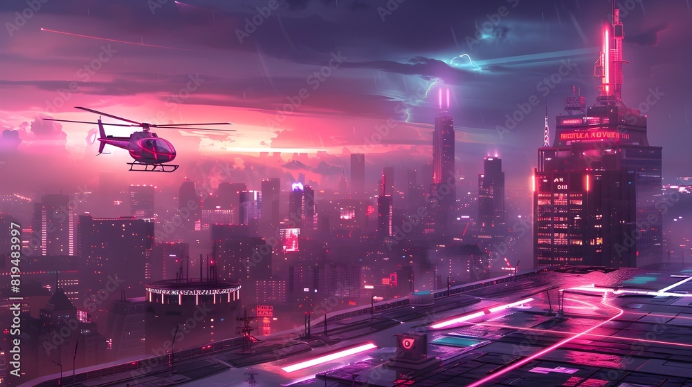 Futuristic Cityscape with Strategically Positioned High-Tech First Aid ...