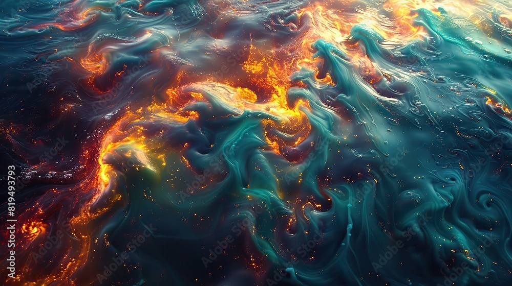 An image of an oil spill spreading across the ocean's surface ...