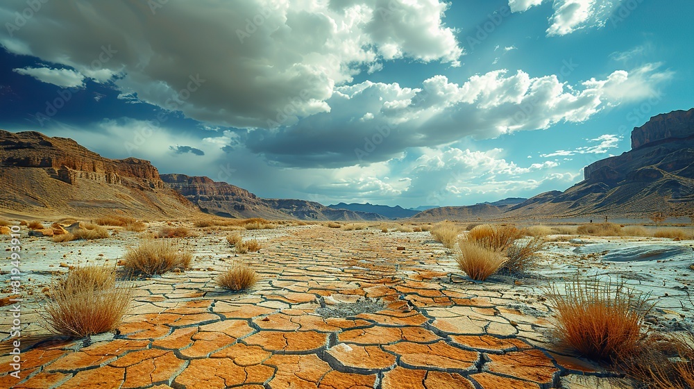 A photo of a parched and cracked desert landscape, highlighting the ...