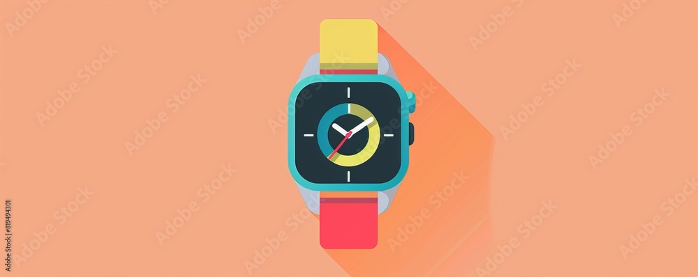 Health tracking fitness watch flat design side view technology theme ...