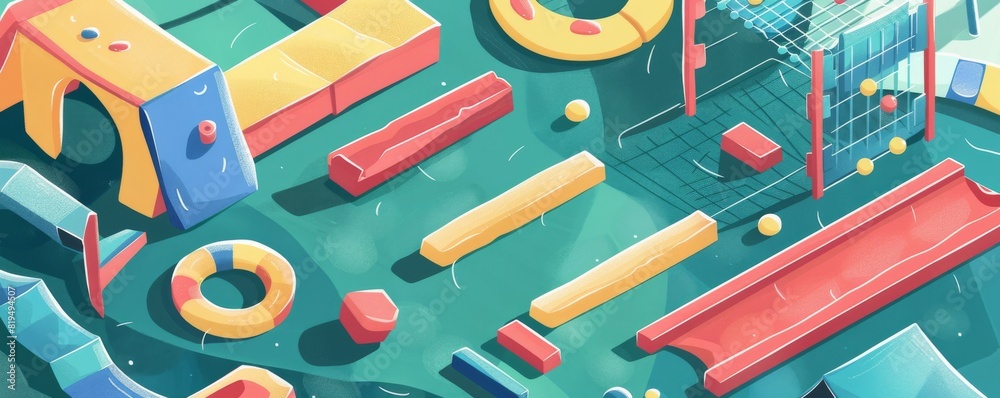 Agility training setup flat design top view training theme cartoon ...