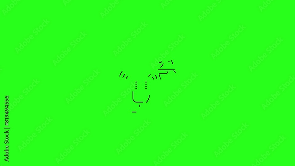 Black line translation and language 4k icon animation on Green screen ...