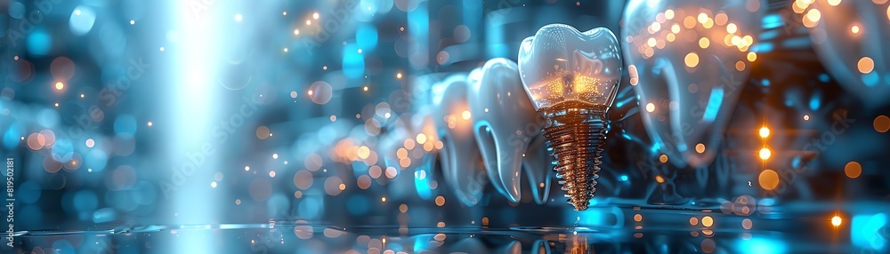Futuristic dental technology background with vibrant digital elements ...